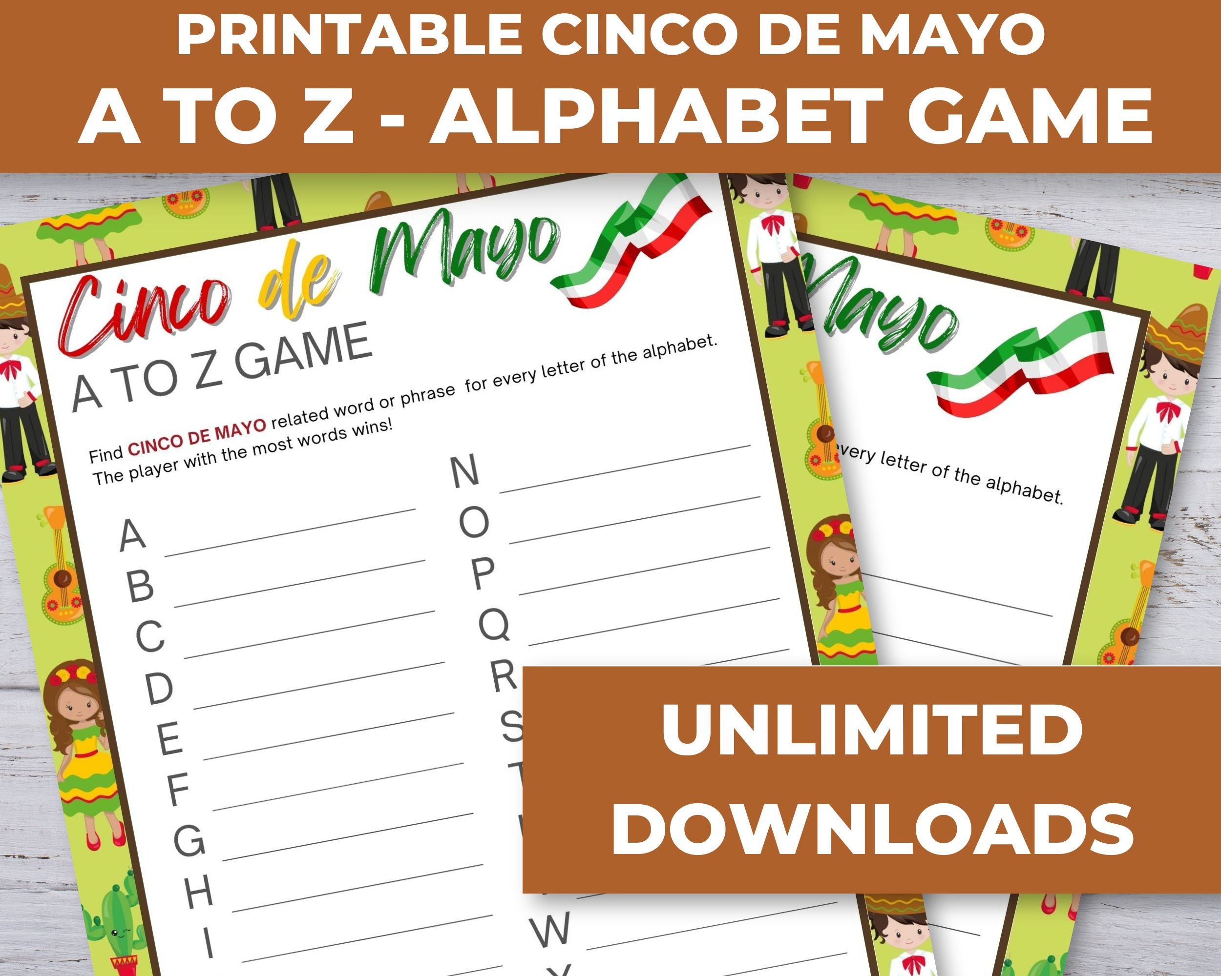 Cinco De Mayo A to Z Game Printable Cinco De Mayo Games for - Etsy