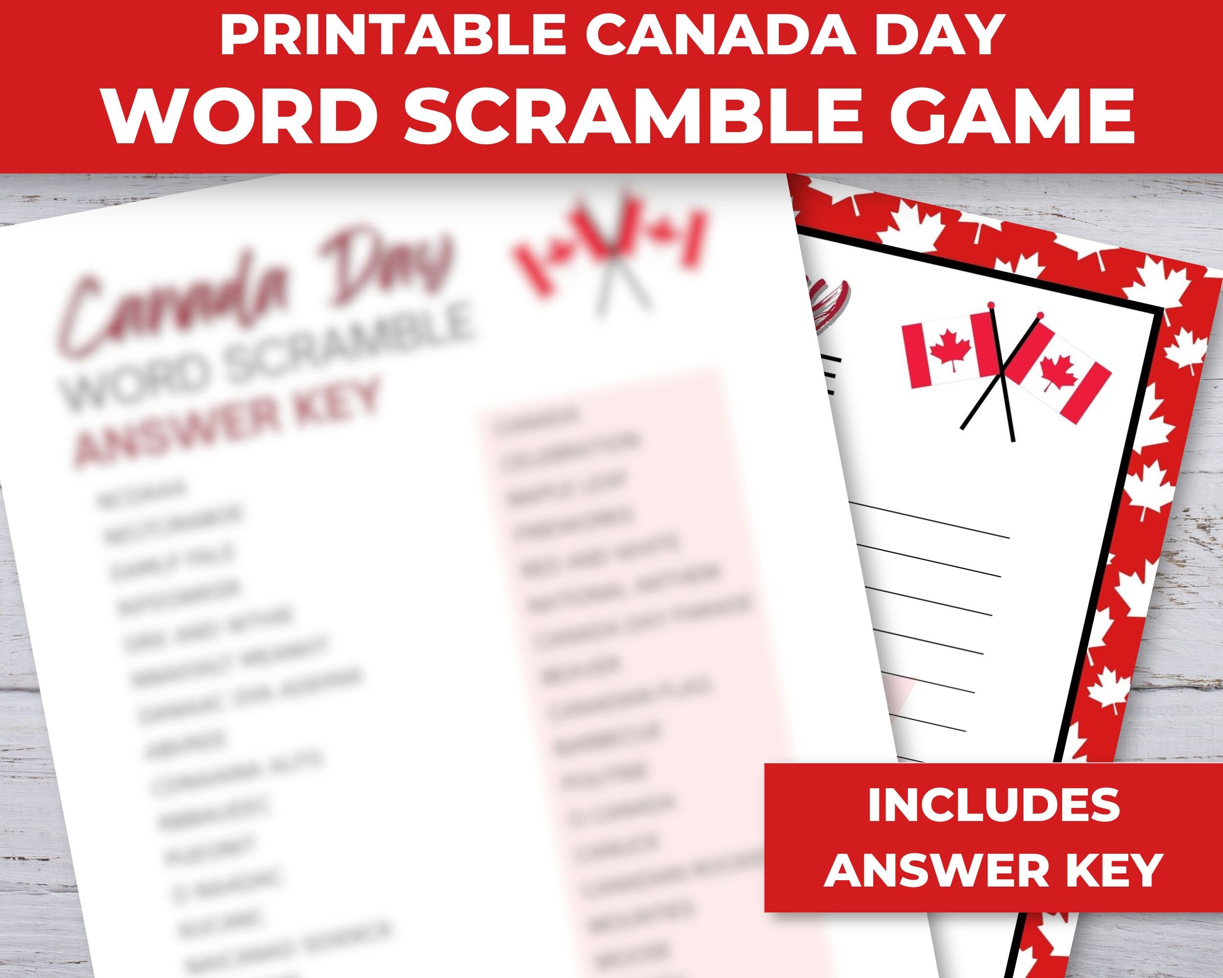 Canada Day Word Scramble, Canada Day Games, July 1st Games, Kids Summer ...