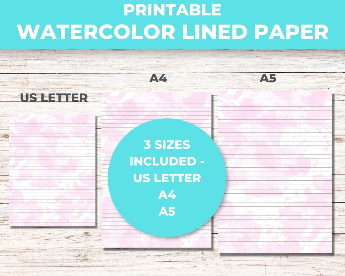 Watercolor Lined Paper for Note Taking Lined Paper Printable - Etsy