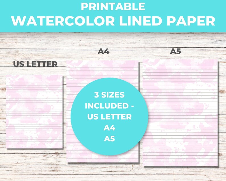 Watercolor Lined Paper for Note Taking Lined Paper Printable - Etsy