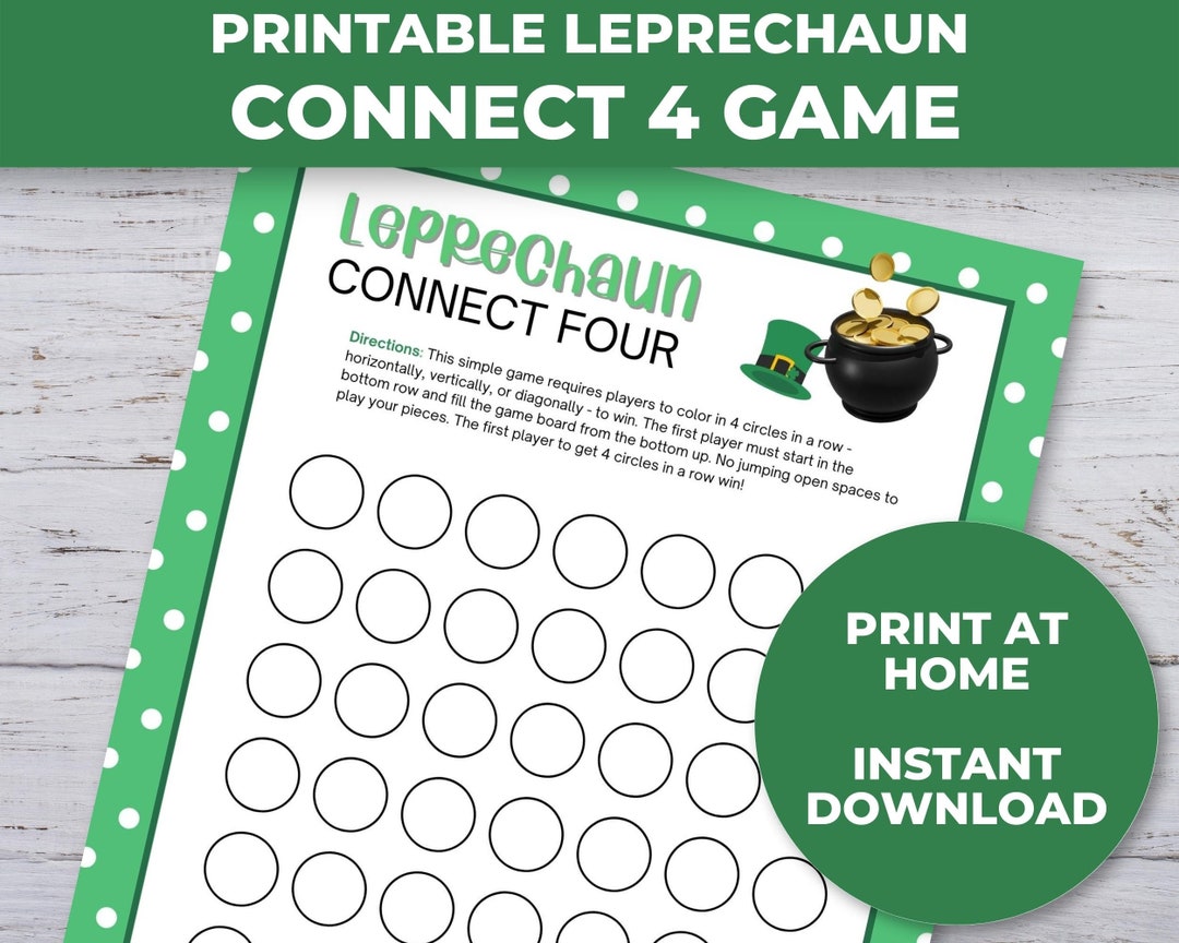 St. Patrick's Day Connect 4 Game, Printable St. Patrick's Day Game for ...