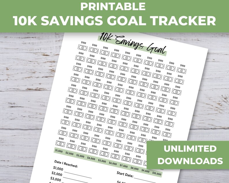 10K Savings Tracker, 100 Day Savings Challenge, Money Saving Challenge ...