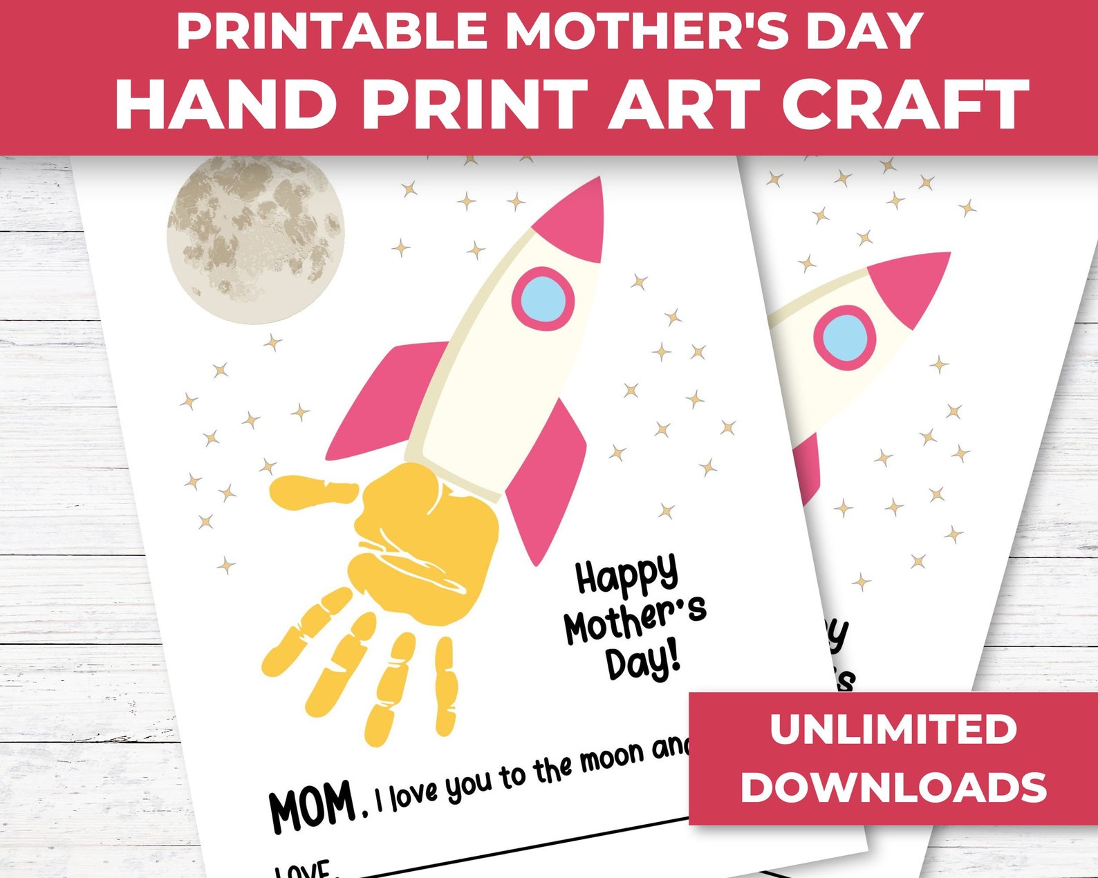 Mother's Day Handprint Craft for Kids, Love You to the Moon and Back ...