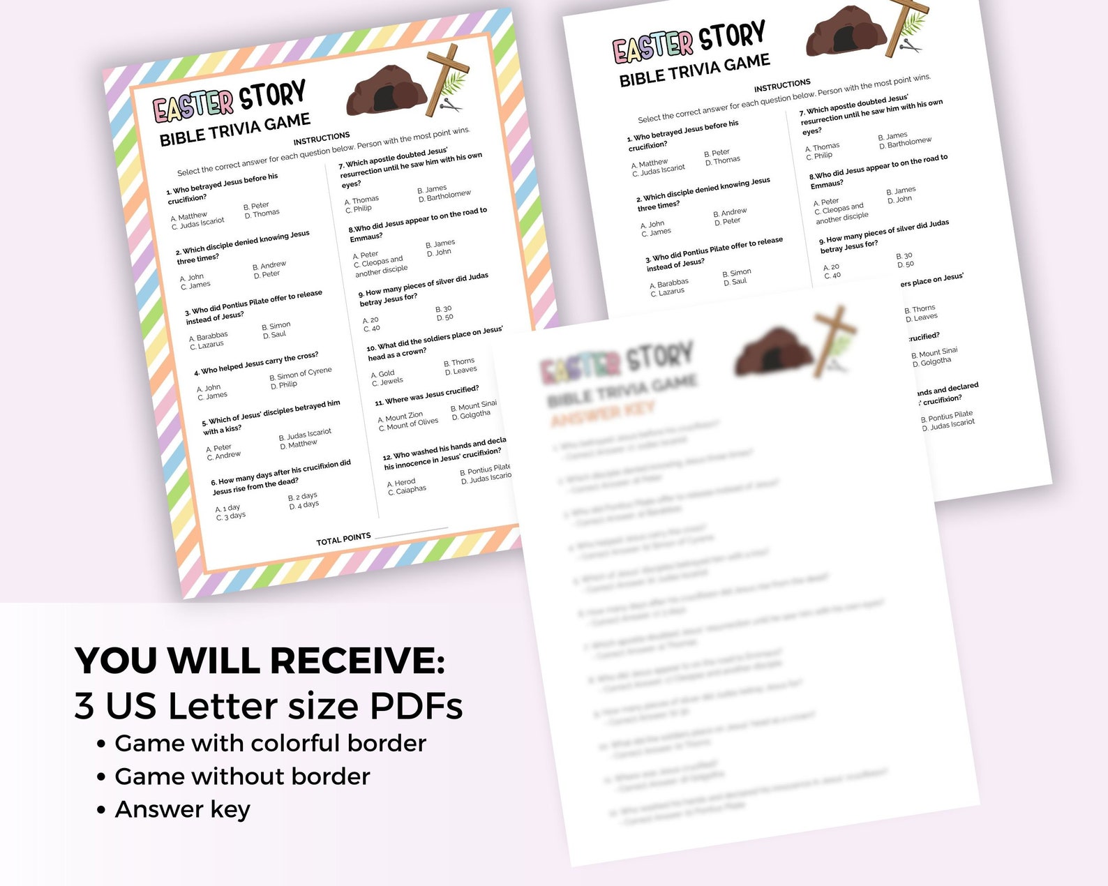Easter Story Trivia Printable, Easter Bible Games for Kids, the Easter ...