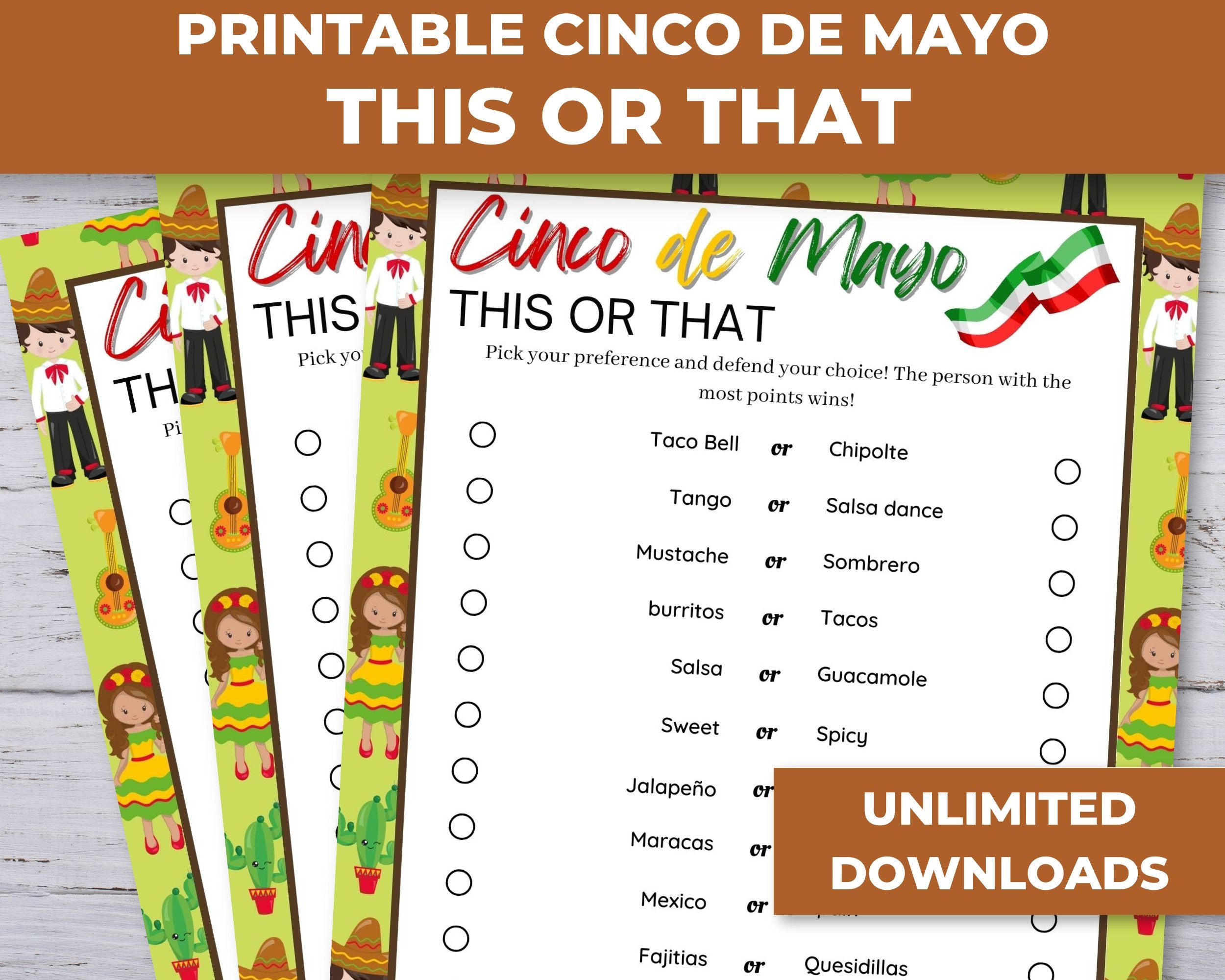 This or That Game, Cinco De Mayo Party Games, Fun Cinco De Mayo Games ...