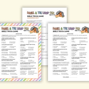 Daniel and the Lions' Den Bible Printable Trivia Game for Kids, Bible ...