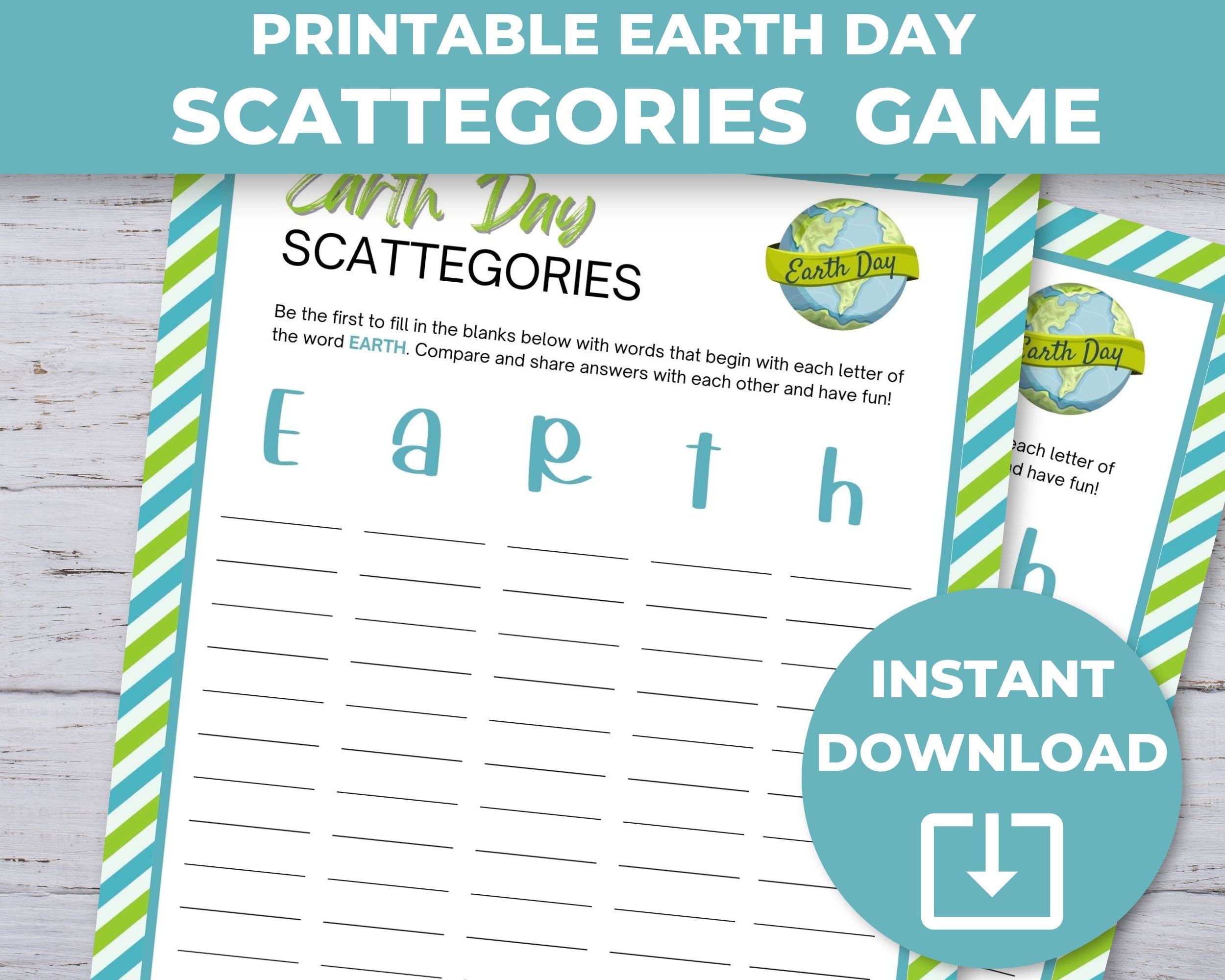 Printable Earth Day Scattegories Game, Earth Day Activities for Kids ...