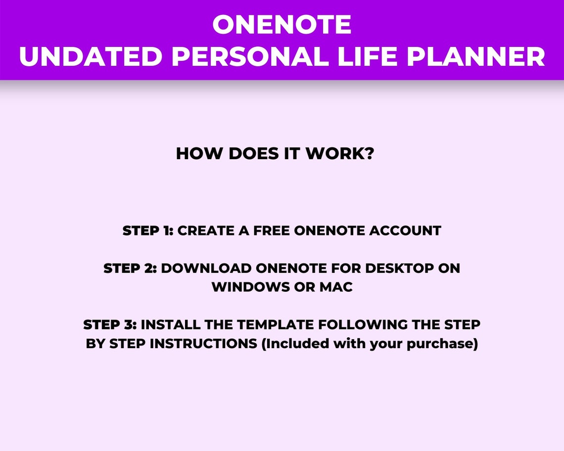 Onenote Digital Planner Undated, Onenote Planner Template, Digital Life ...
