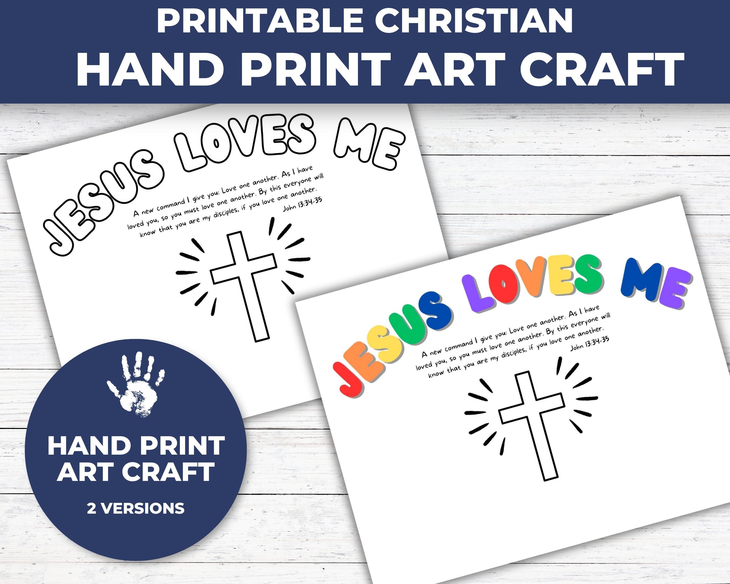 Jesus Loves Me Art, Handprint Keepsake Art, Christian Homeschool Printable, Christian Art ...