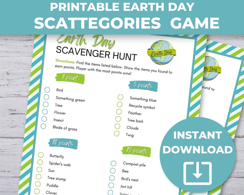 Earth Day Scavenger Hunt Earth Day Games for Kids Earth Day - Etsy