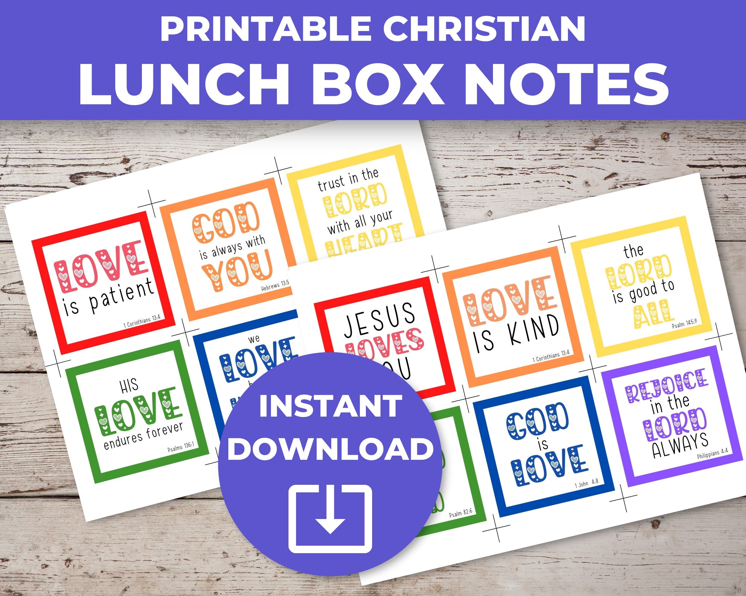 Lunch Box Notes for Kids, Printable Christian Lunch Box Notes, Bible ...