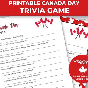 Canada Day Trivia, Printable Canada Day Games, July 1st Games, Kids ...