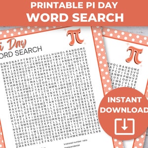 Pi Day Word Search Printable, Pi Day Activities for Kids Printable, Pi ...