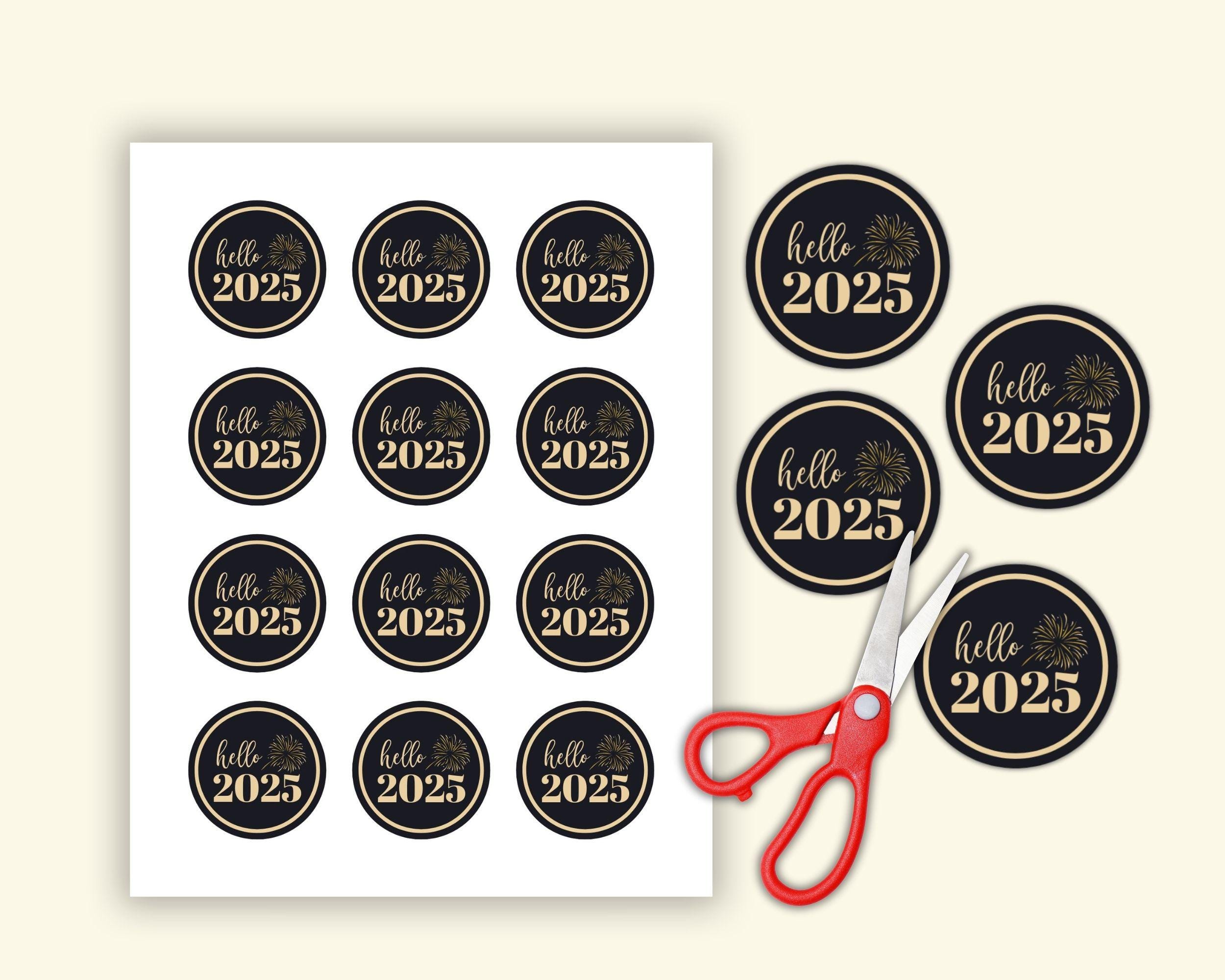 Hello 2025 Cupcake Toppers Printable, New Year Cupcake Toppers, Cupcake ...
