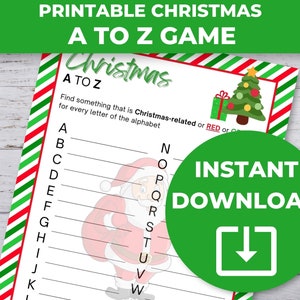 Christmas A to Z Game, Printable Christmas Game for Kids, Classroom ...