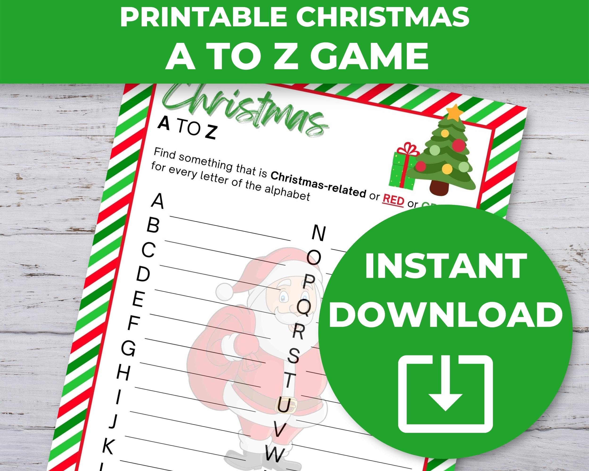 Christmas A to Z Game Printable Christmas Game for Kids - Etsy