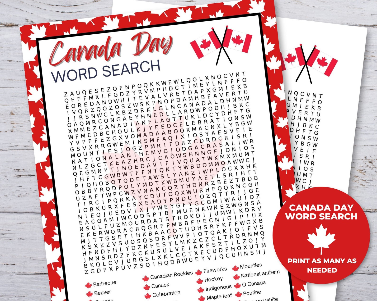 Canada Day Word Search Printable, Canada Day Games, July 1st Games ...