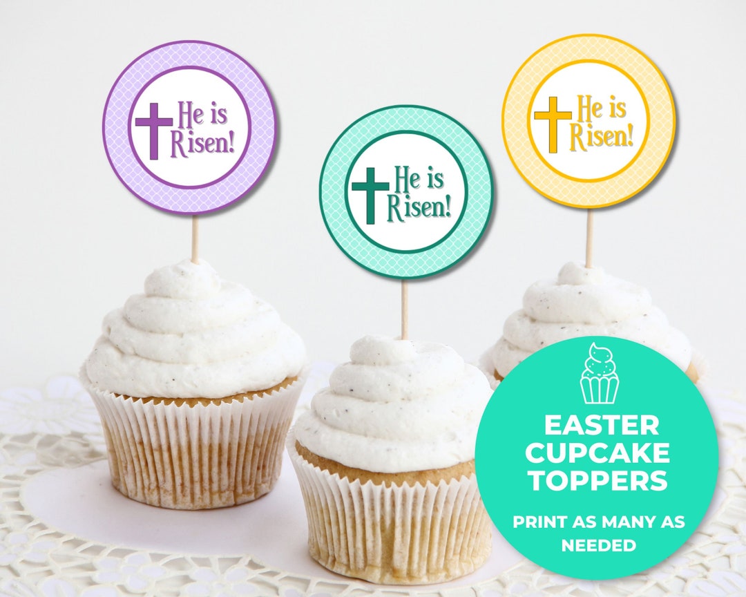 He is Risen Cupcake Toppers, Printable Cupcake Toppers, Easter ...