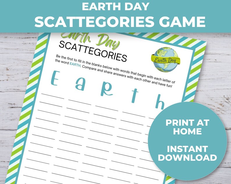 Printable Earth Day Scattegories Game, Earth Day Activities for Kids ...