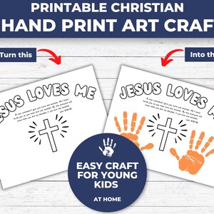 Jesus Loves Me Art, Handprint Keepsake Art, Christian Homeschool Printable, Christian Art ...