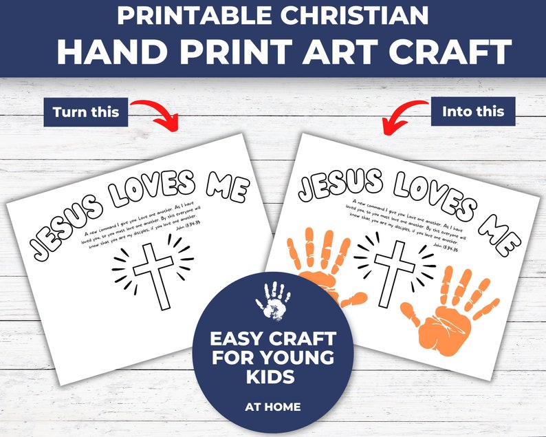 Jesus Loves Me Art, Handprint Keepsake Art, Christian Homeschool Printable, Christian Art ...