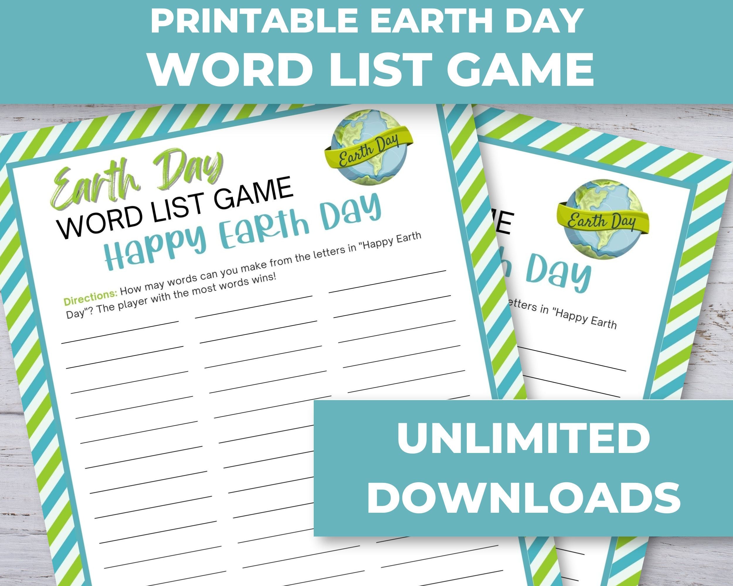 Earth Day Word List Game, Printable Earth Day Game for Kids, Classroom ...