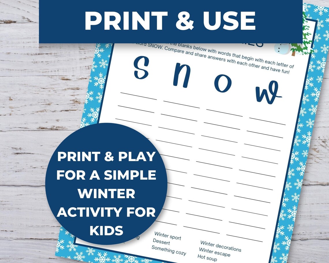 Printable Winter Scattegories Game, Winter Activities for Kids and ...
