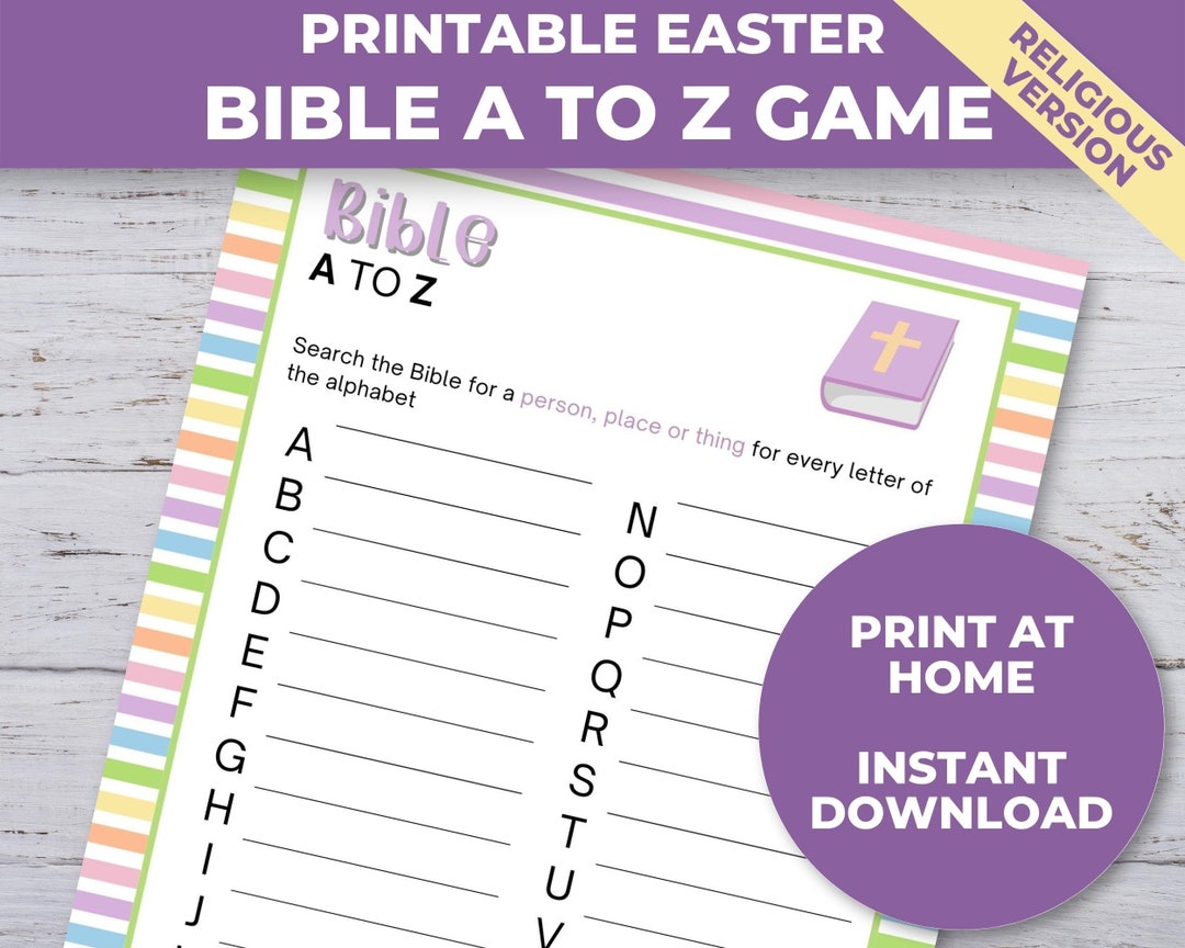 A to Z Bible Game, Printable Word Games, Sunday School Activity ...