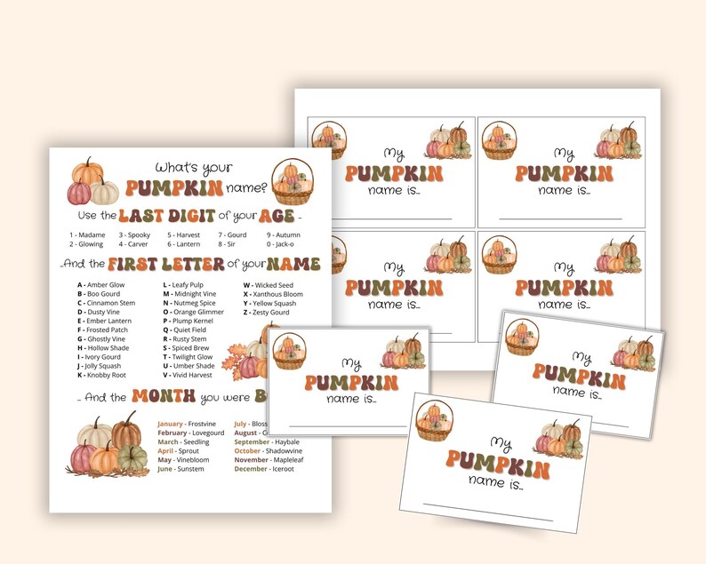 Whats Your Pumpkin Name, What's Your Name Game, Pumpkin Name Game, Fun ...