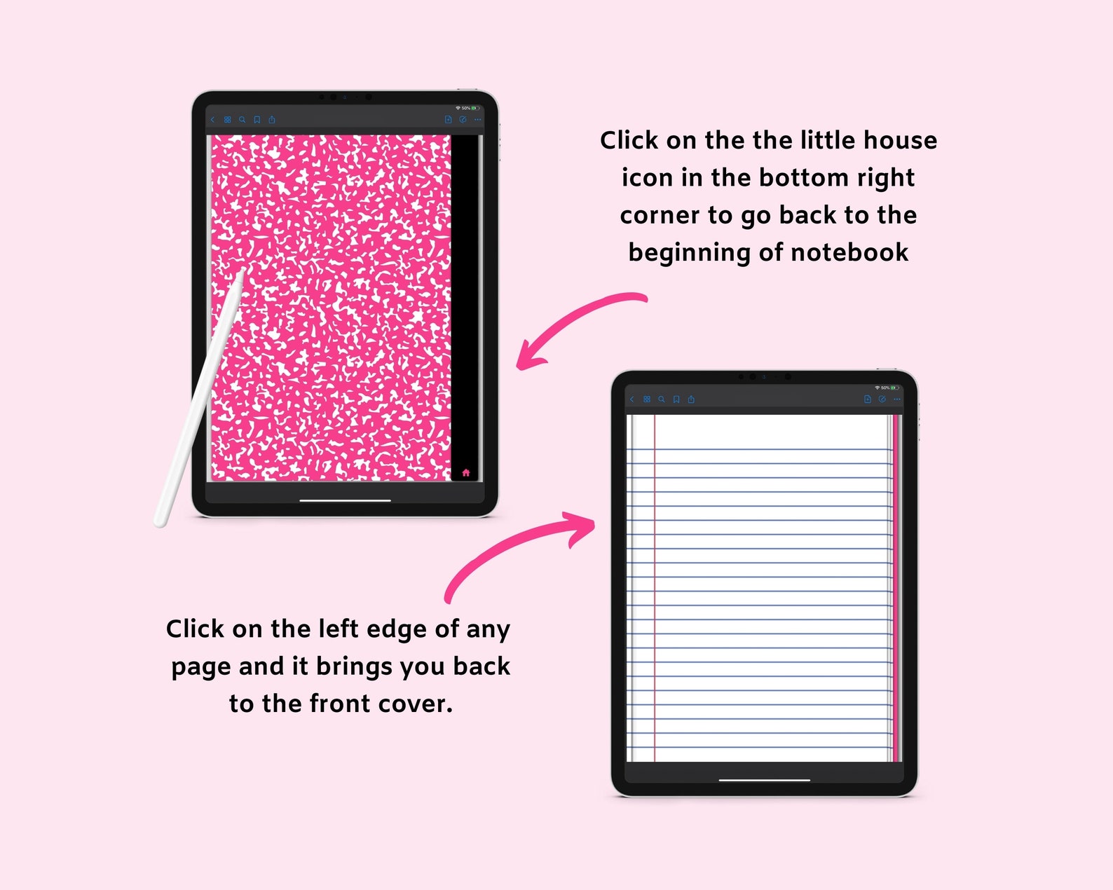 Pink Digital Composition Notebook iPad Notebook Digital - Etsy