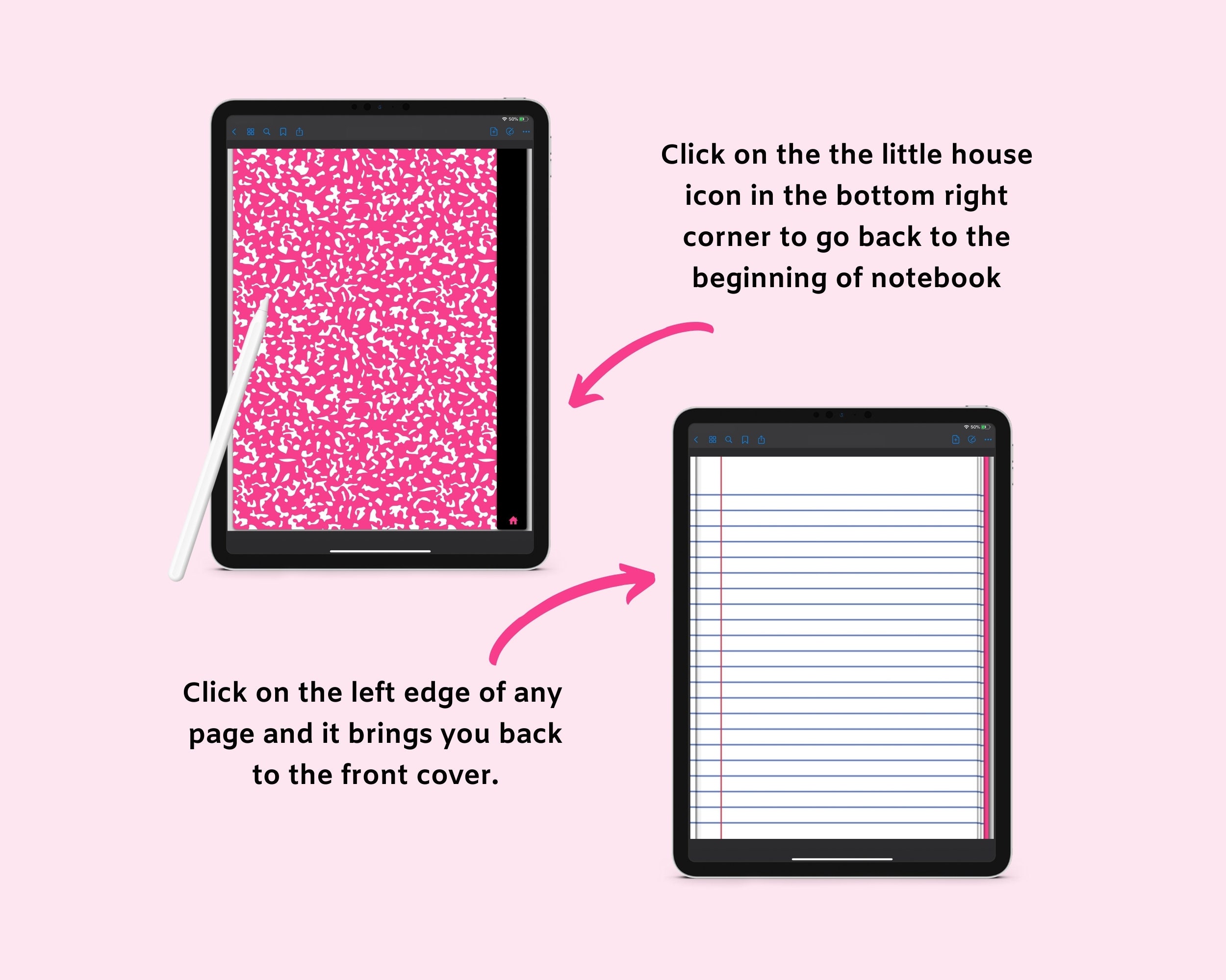 Pink Digital Composition Notebook iPad Notebook Digital - Etsy