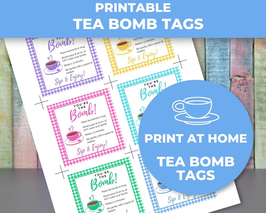 Printable Hot Tea Bomb Tag, Tea Bomb Sticker, Tea Bomb Instructions ...