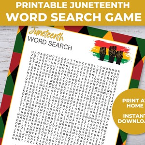 Juneteenth Word Search, Juneteenth Printable, Word Search Printable ...