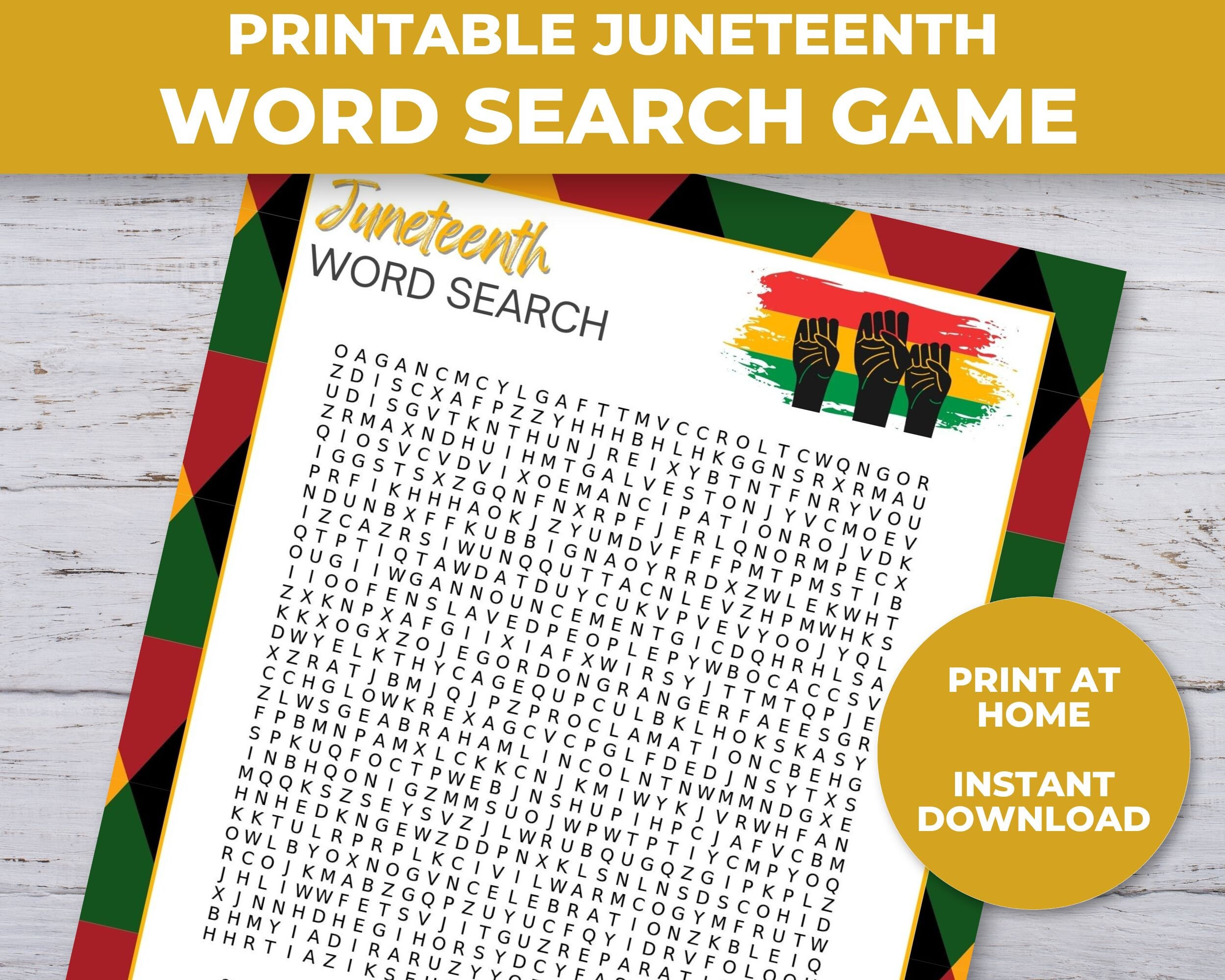 Juneteenth Word Search, Juneteenth Printable, Word Search Printable ...