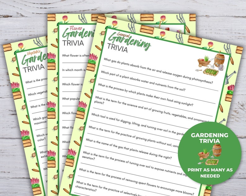 Gardening Trivia, Springtime Printable, Garden Party Games, Garden ...