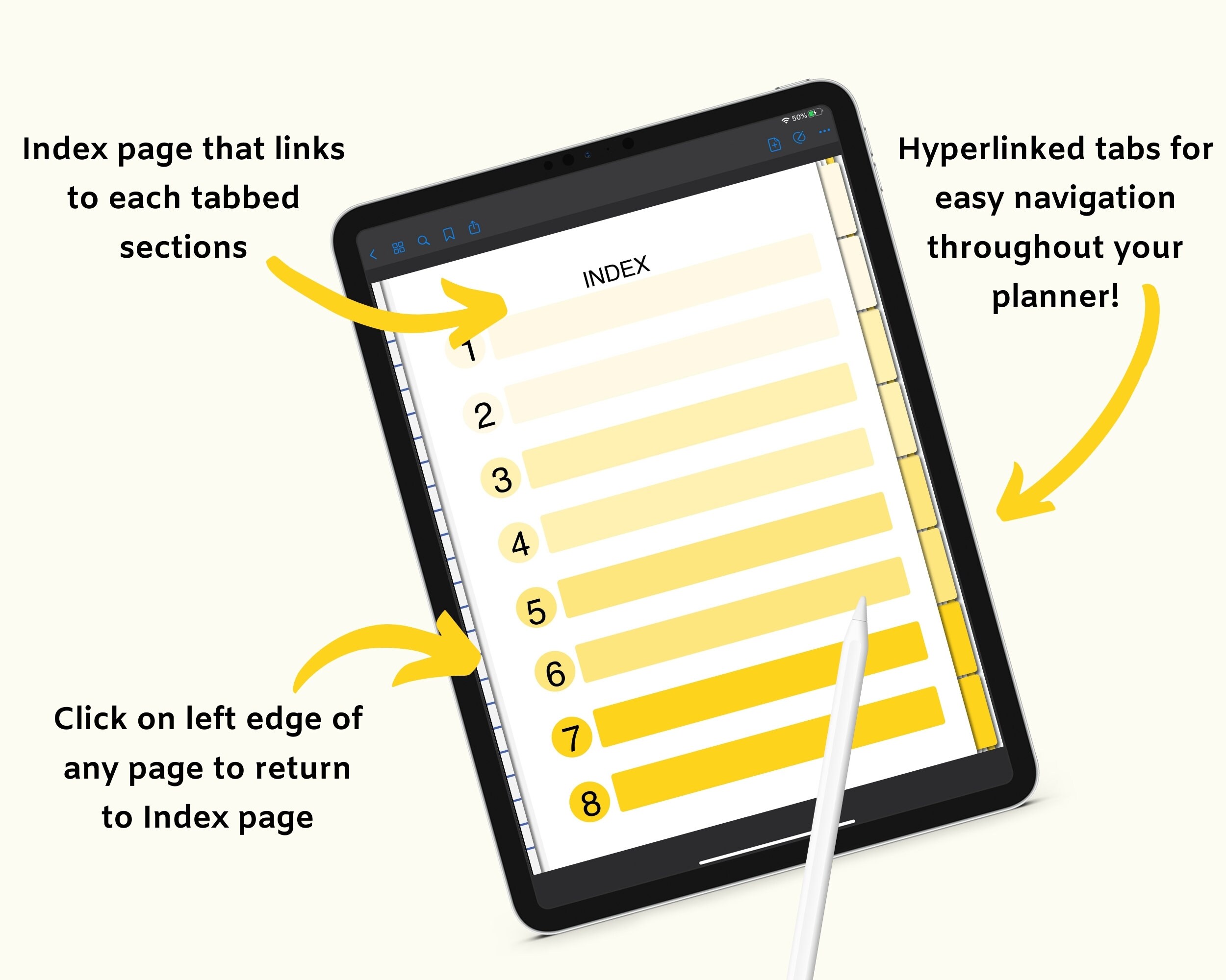 Yellow Notebook, Digital Composition Notebook, Notebook With Tabs ...