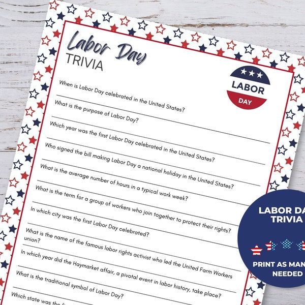 Labor Day Printable Games - Etsy