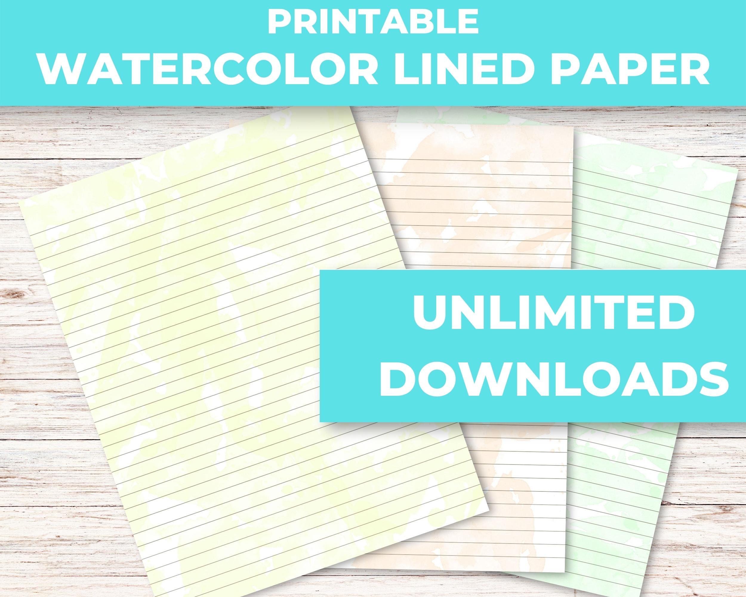 Watercolor Lined Paper for Note Taking Lined Paper Printable - Etsy