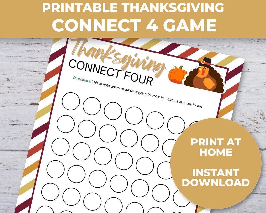 Thanksgiving Connect 4 Game, Printable Thanksgiving Game for Kids ...