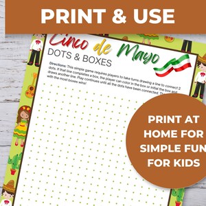 Dots and Boxes, Printable Cinco De Mayo Games, Classroom Activity ...