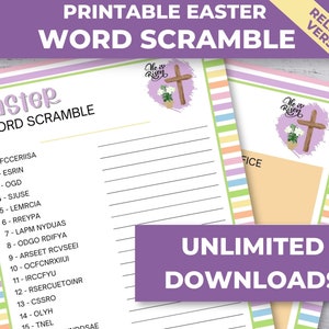 Easter Word Scramble Printable Christian Game for Kids - Etsy