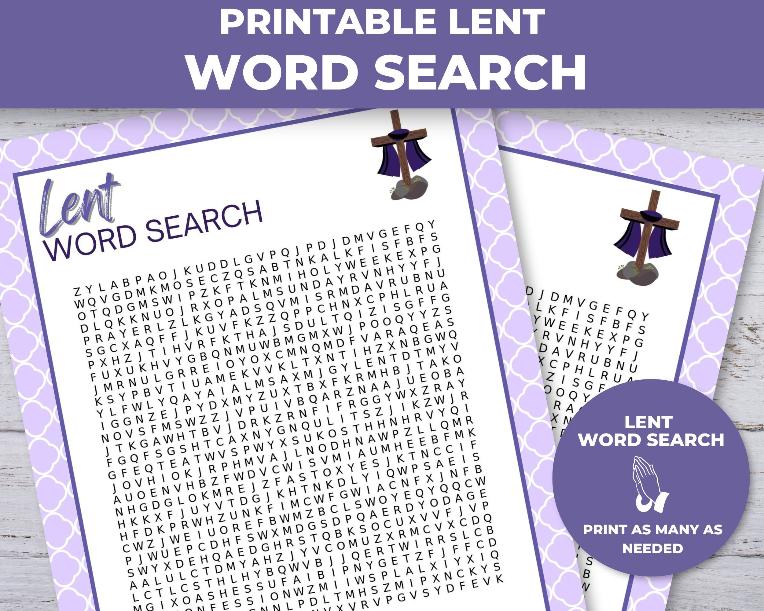 Lent Word Search Game, Printable Christian Game for Kids, Sunday School ...