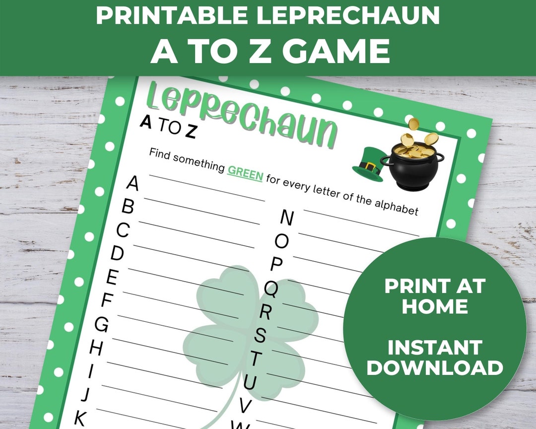 St. Patrick's Day A to Z Game, Printable St. Patrick's Day Game for ...