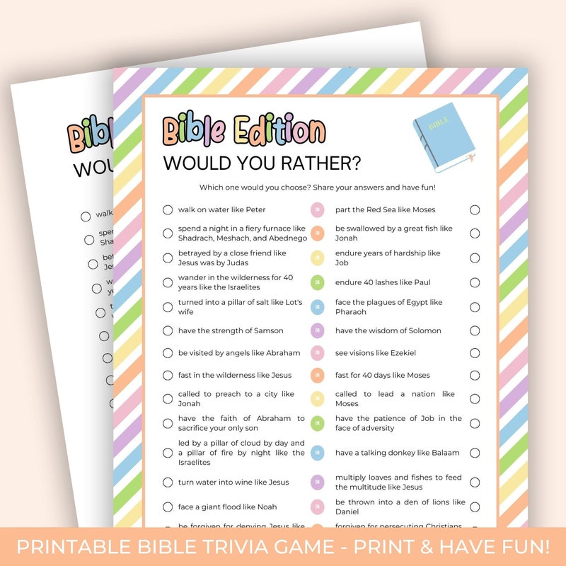 Bible Would You Rather - Etsy