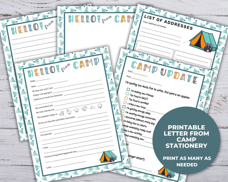Camp Stationery Printable, Letter From Camp, Camp Letter Printable ...