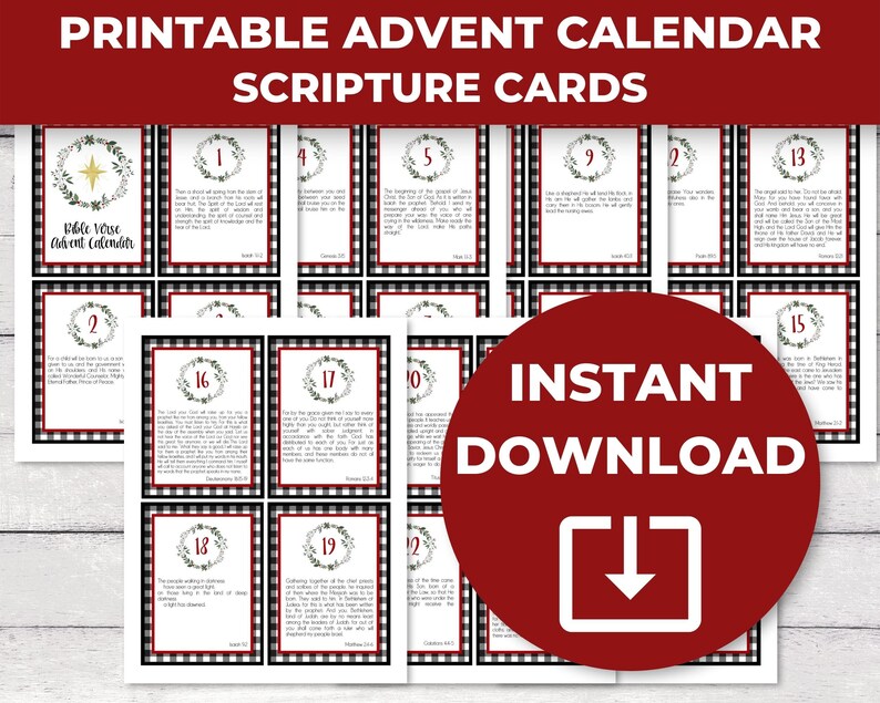 Advent Scripture Cards, Bible Verses Cards, Prayer Cards,printable ...