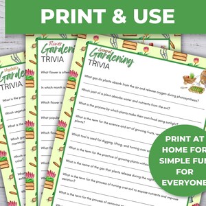Gardening Trivia, Springtime Printable, Garden Party Games, Garden ...