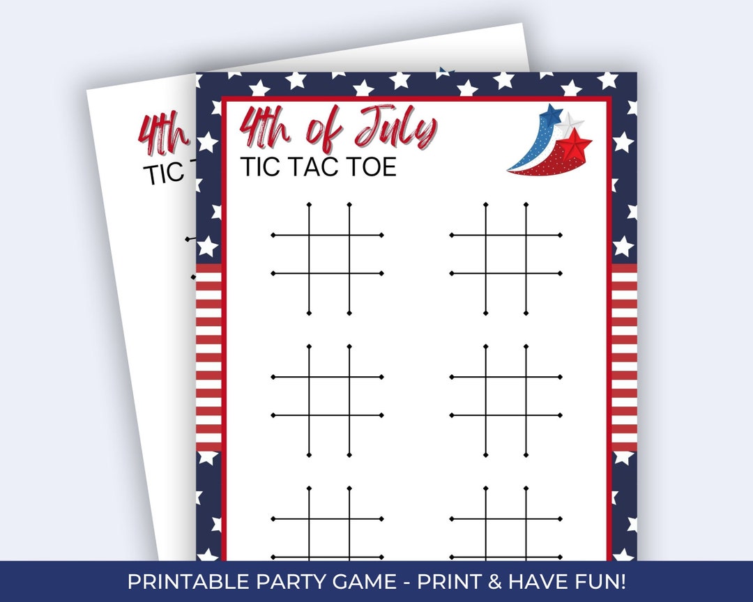 4th of July Tic Tac Toe, Printable 4th of July Party Games, 4th of July ...