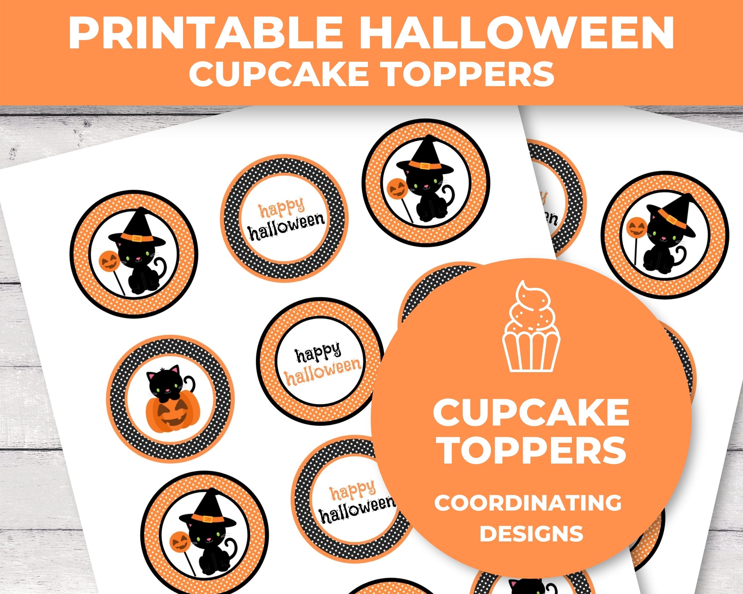 Printable Halloween Cupcake Toppers Halloween Cookie Tags - Etsy