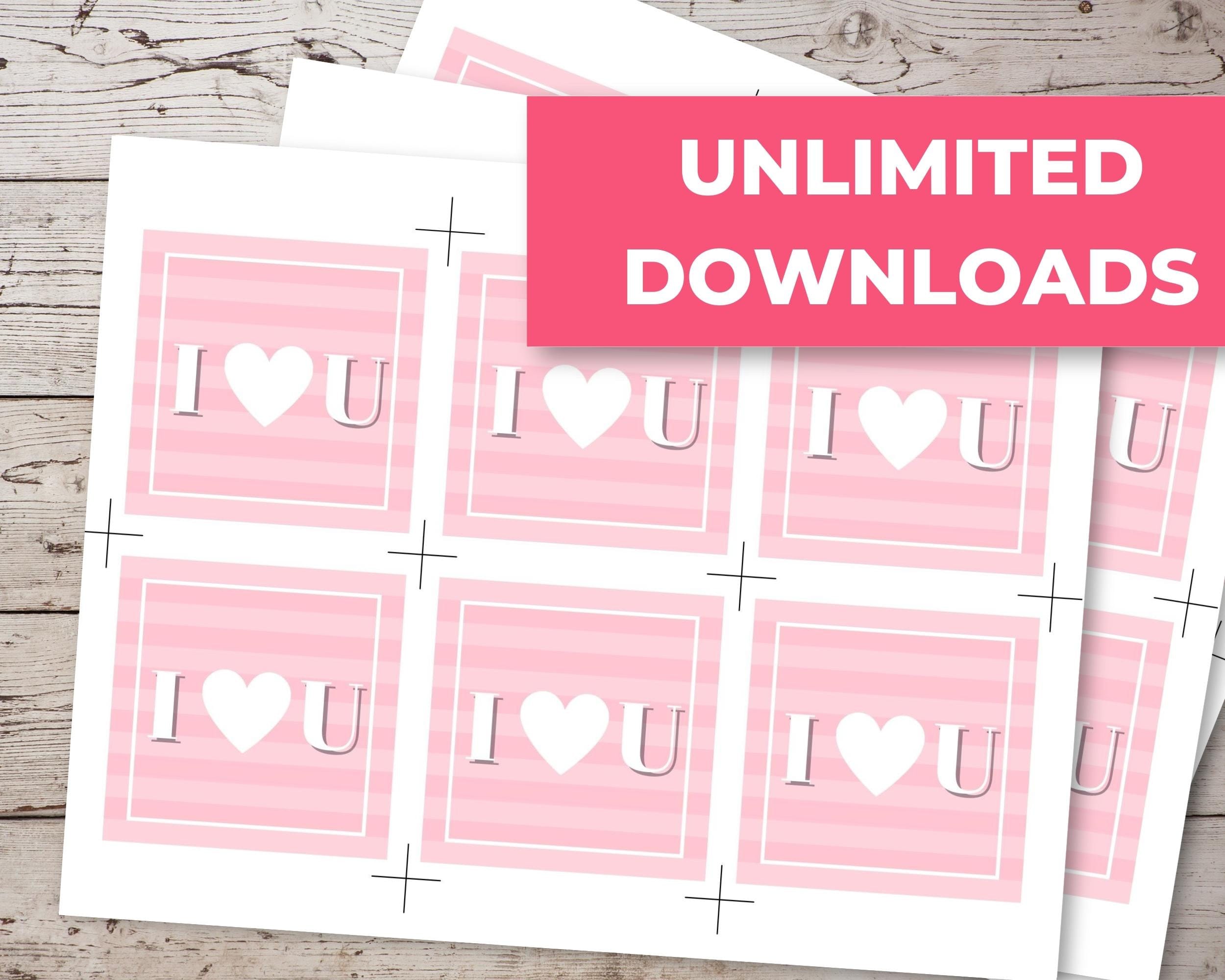 Printable I Love U Gift Tags for Valentine's Day - Etsy